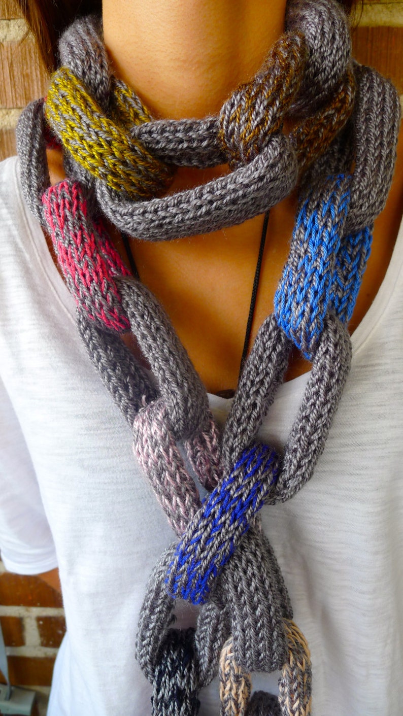 Chunky Chain Scarf Chain Link Scarf Multicolor Loop Scarf - Etsy
