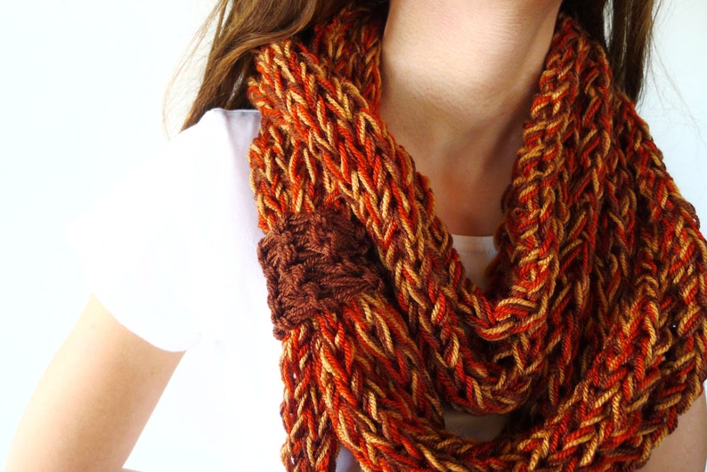 Multi Strand Infinity Scarf. Multi Coloured Knitted Scarf. Chunky Knit ...