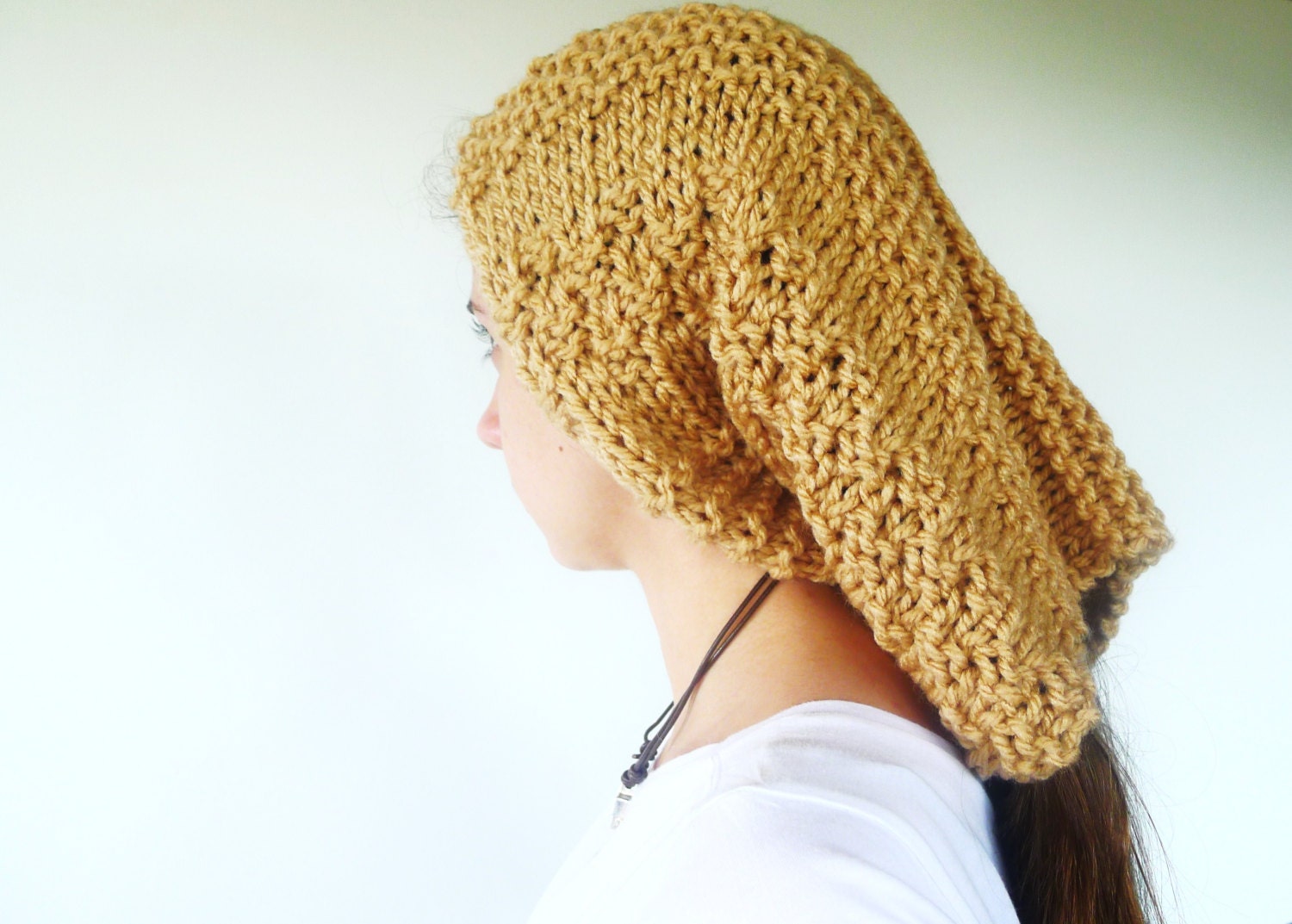 Knit Head Scarf. Extra Wide Headband. Beige Knit Cowl. Knitted Scarf ...