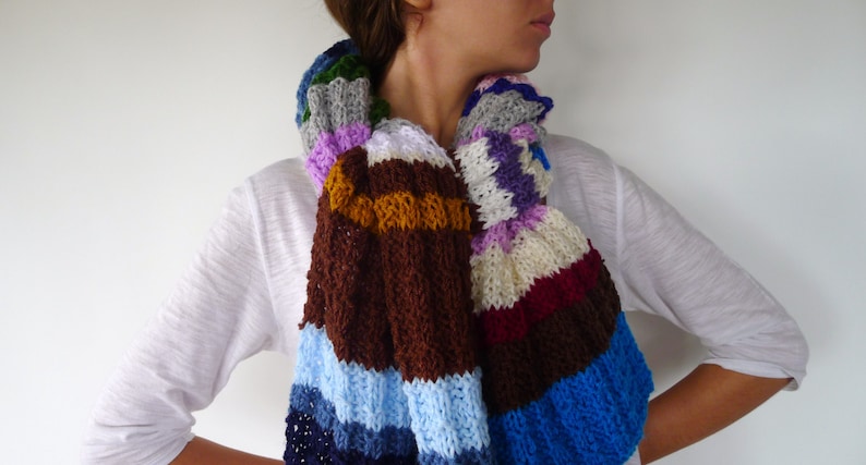 Knit Striped Scarf | Multi Coloured Scarf | Women's Wool Scarf |striped ...