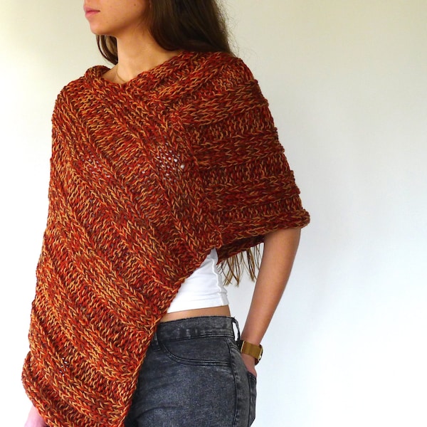 Hand Knit Poncho - Etsy