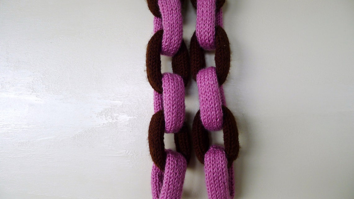 Chain Link Scarf. Brown & Pink Chain Scarf. Unique Handmade Scarves ...
