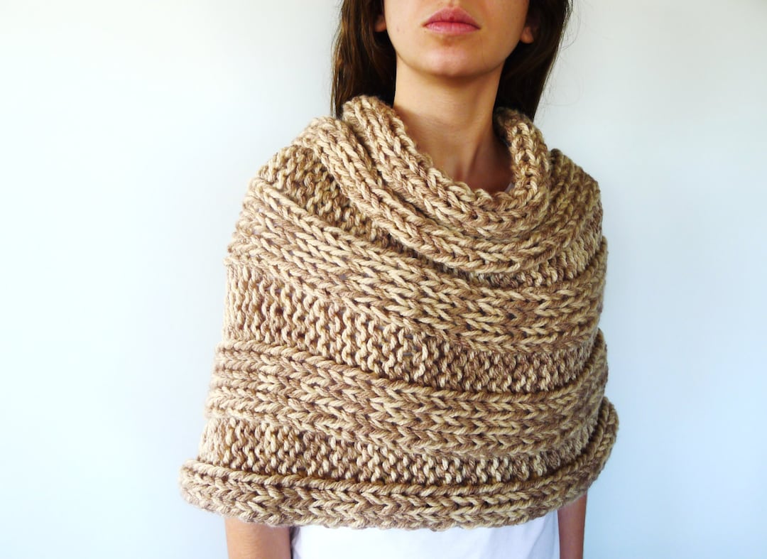 Women's Wool Poncho | Knitted Shoulder Wrap | Chunky Knit Poncho | Hand ...