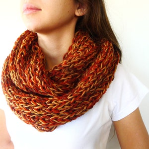 Multi Strand Infinity Scarf. Multi Coloured Knitted Scarf. Chunky Knit ...