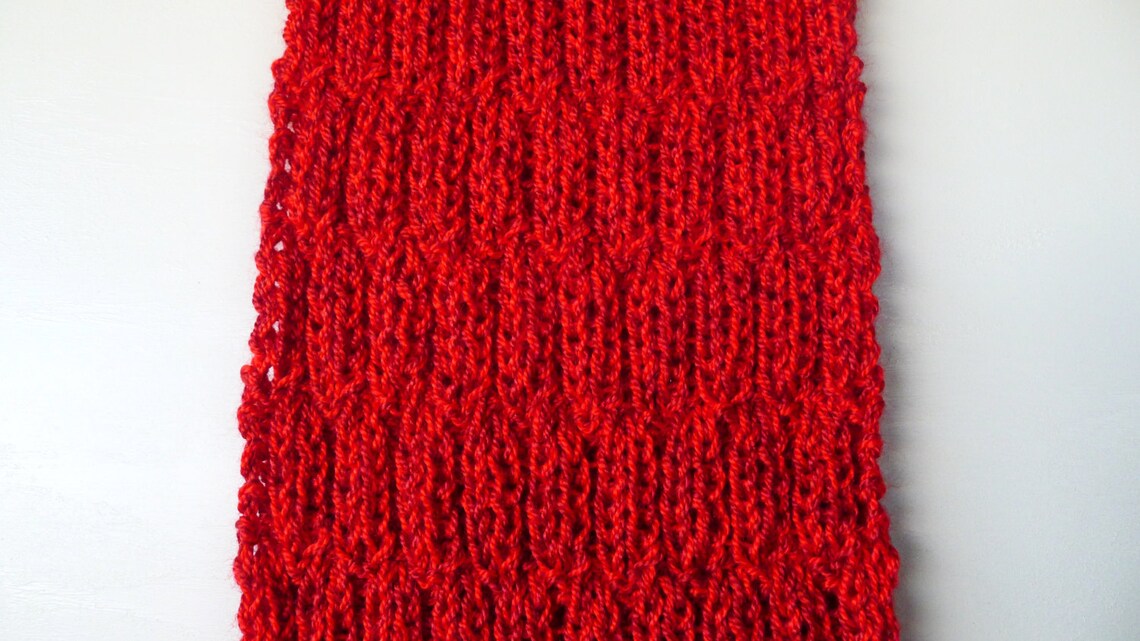Red Infinity Scarf. Knit Cowl Scarf. Cotton Knitted Scarf. Summer ...