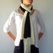 Extra Long Scarf. Chunky Fringe Scarf. Cream and Black Knitted Scarf ...