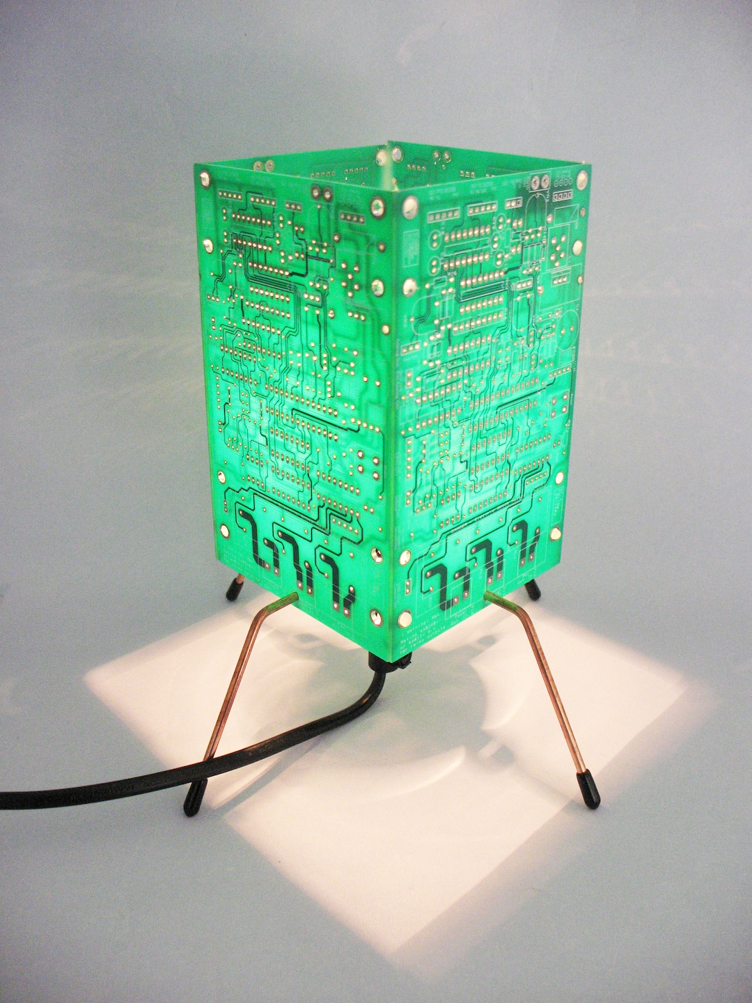Recycled Circuit Board Table Lamp, Geek Decor, Green Light - Etsy