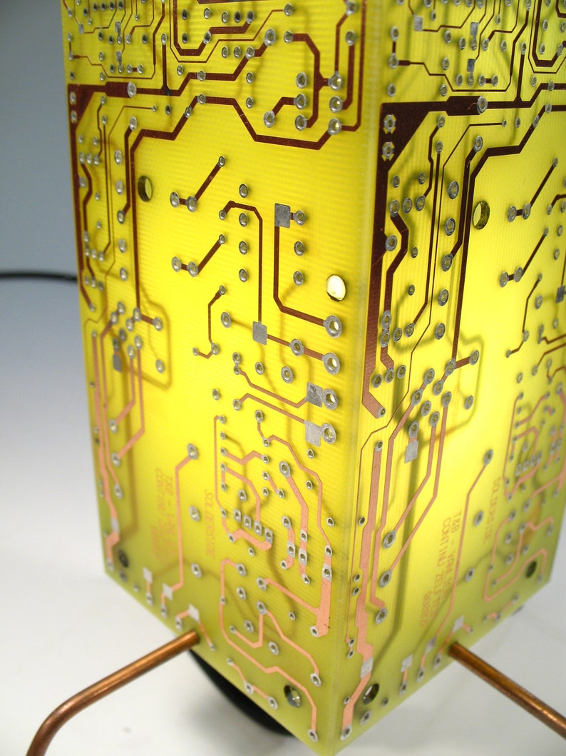 Recycled Circuit Board Table Lamp, Geek Decor, Green Light - Etsy