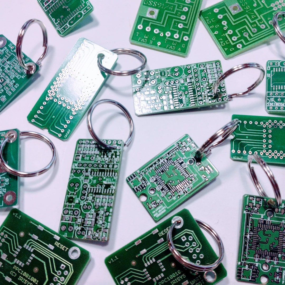 Real Recycled Circuit Board Keyring, PCB Keychain, Upcycled Key Fob ...