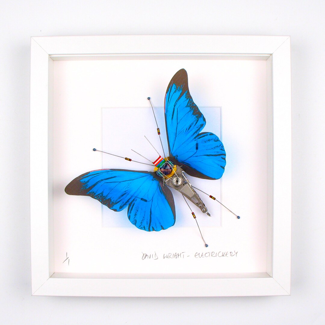 Blue Morpho Butterfly Framed Art: Recycled Circuit Board Engineer Gift ...