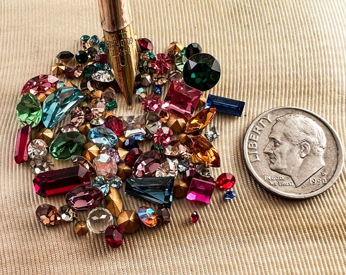 Vintage Swarovski Rhinestone Lot Crystal Clay Mix Sample Pack 10pp 34ss ...