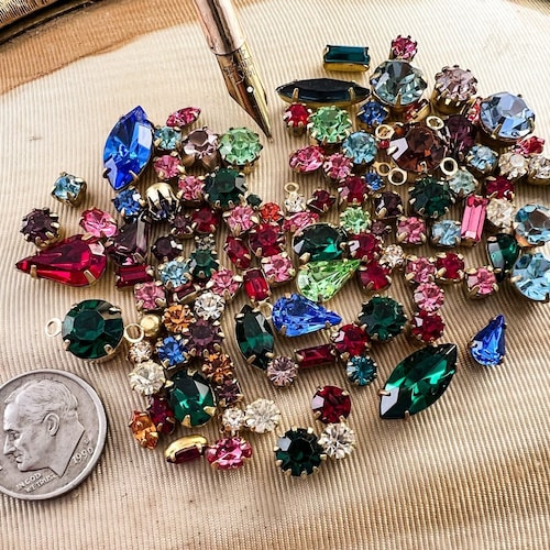 Vintage SET Rhinestones in Settings Lot Fancy Mix Large - Etsy