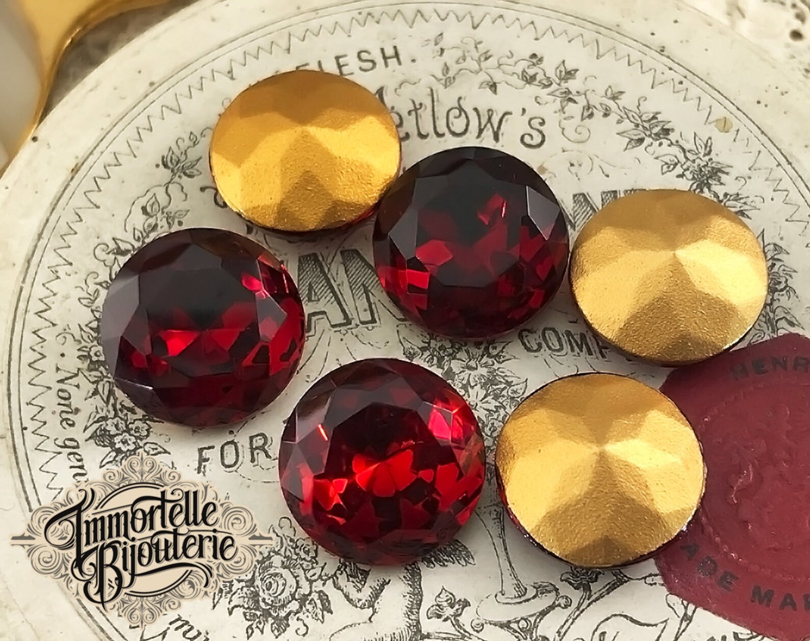 SS60 14mm Siam Ruby Rhinestones STUNNING Vintage Czech TTC Rhinestones ...