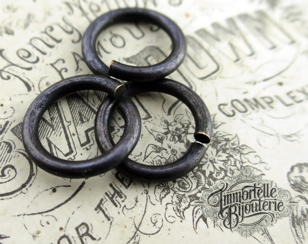 Large 13mm Jump Ring 15 Gauge - Custom Made Dark Black Antiqued Brass ...