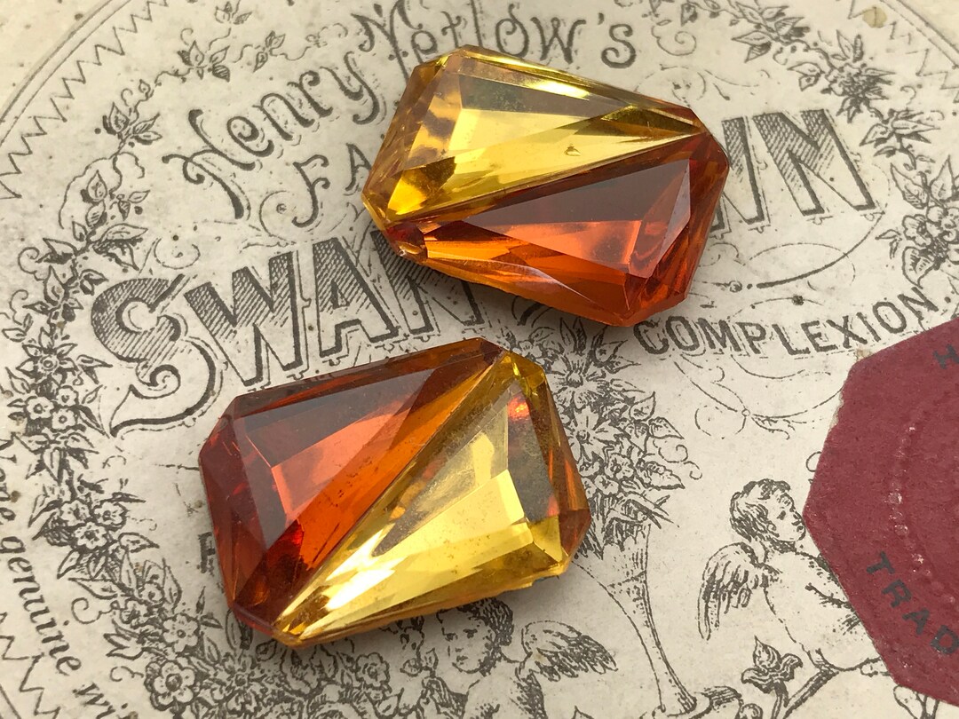Vintage 18x13mm Topaz/jonquil Gold Octagon Jewel Stone Gem Two Tone ...