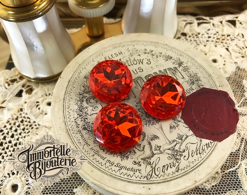 Vintage 18mm 75SS Hyacinth Orange Cabochon Gems Jewels Doublets ...