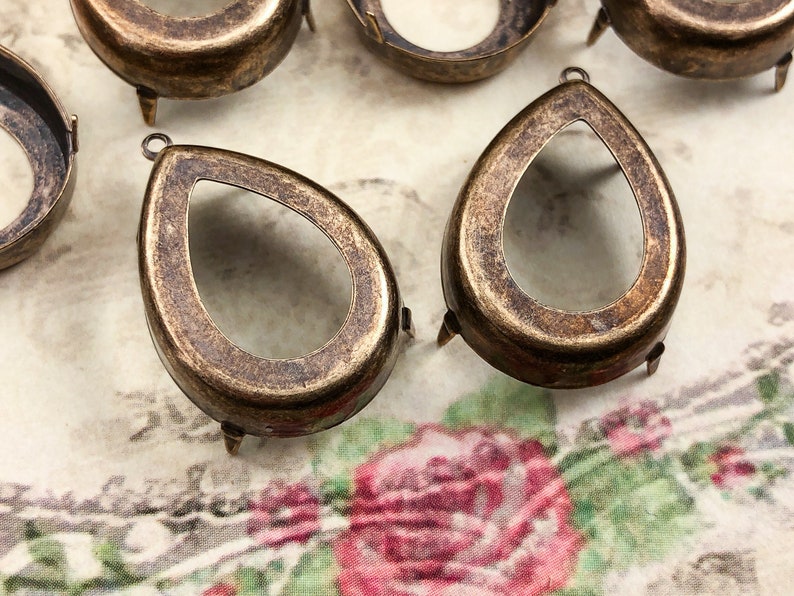 Aged 25x18mm Pear Relic Patina Hand Aged Brass Ox Cabochon - Etsy
