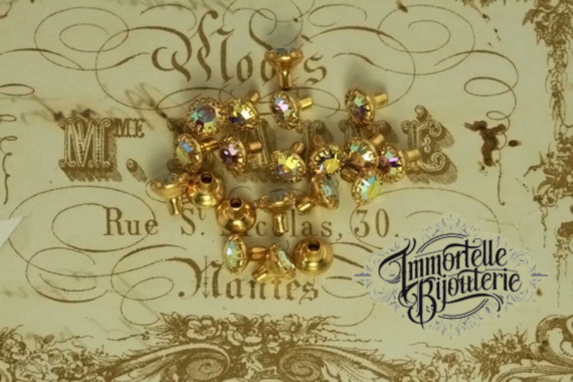 24SS Swarovski 5mm Metal Rhinestone Rivets Crystal AB - Etsy
