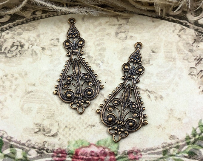 Filigree French Brass Stamping Floral European Brass Filigree Pendant ...