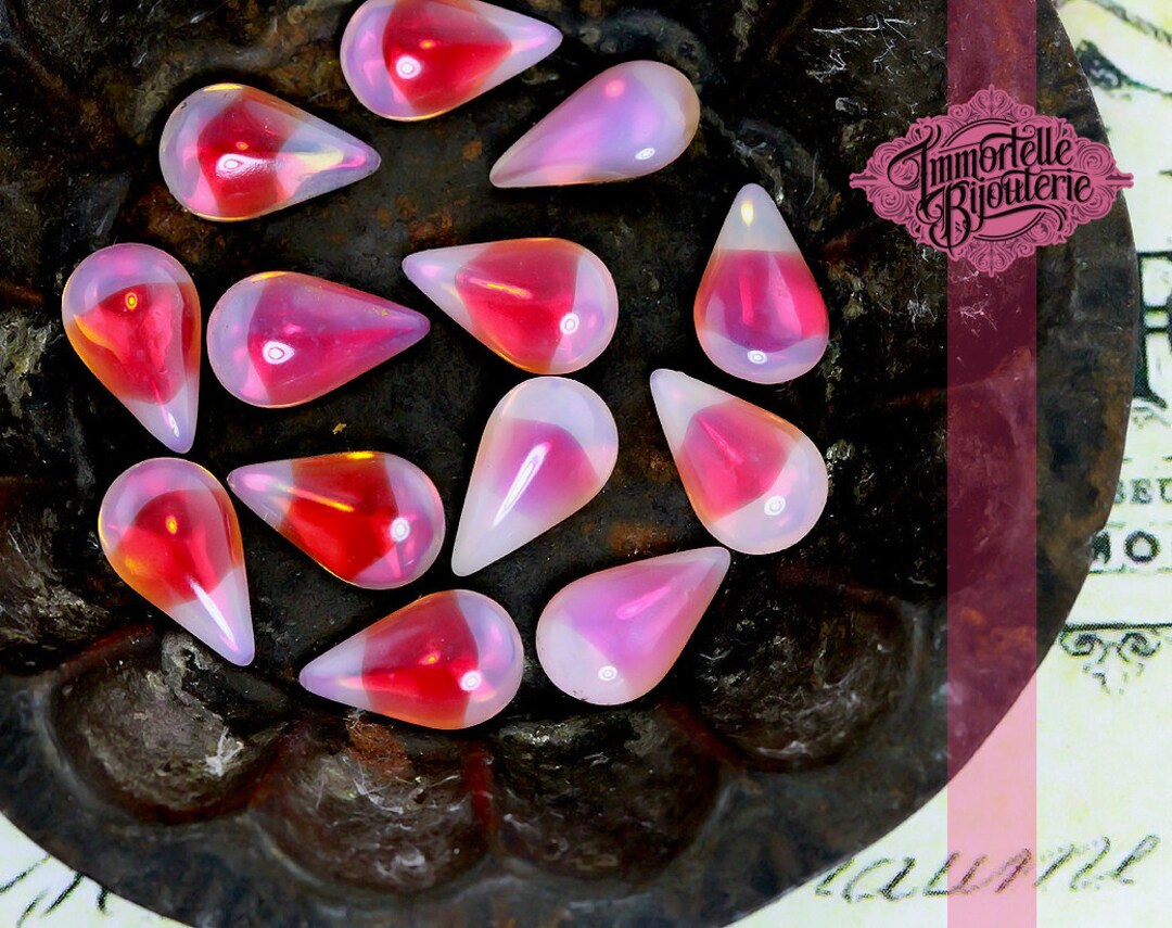 Vintage 13x8 Sabrina Ruby Red Pear Tear Drop Givre Jewel Gem Stone ...