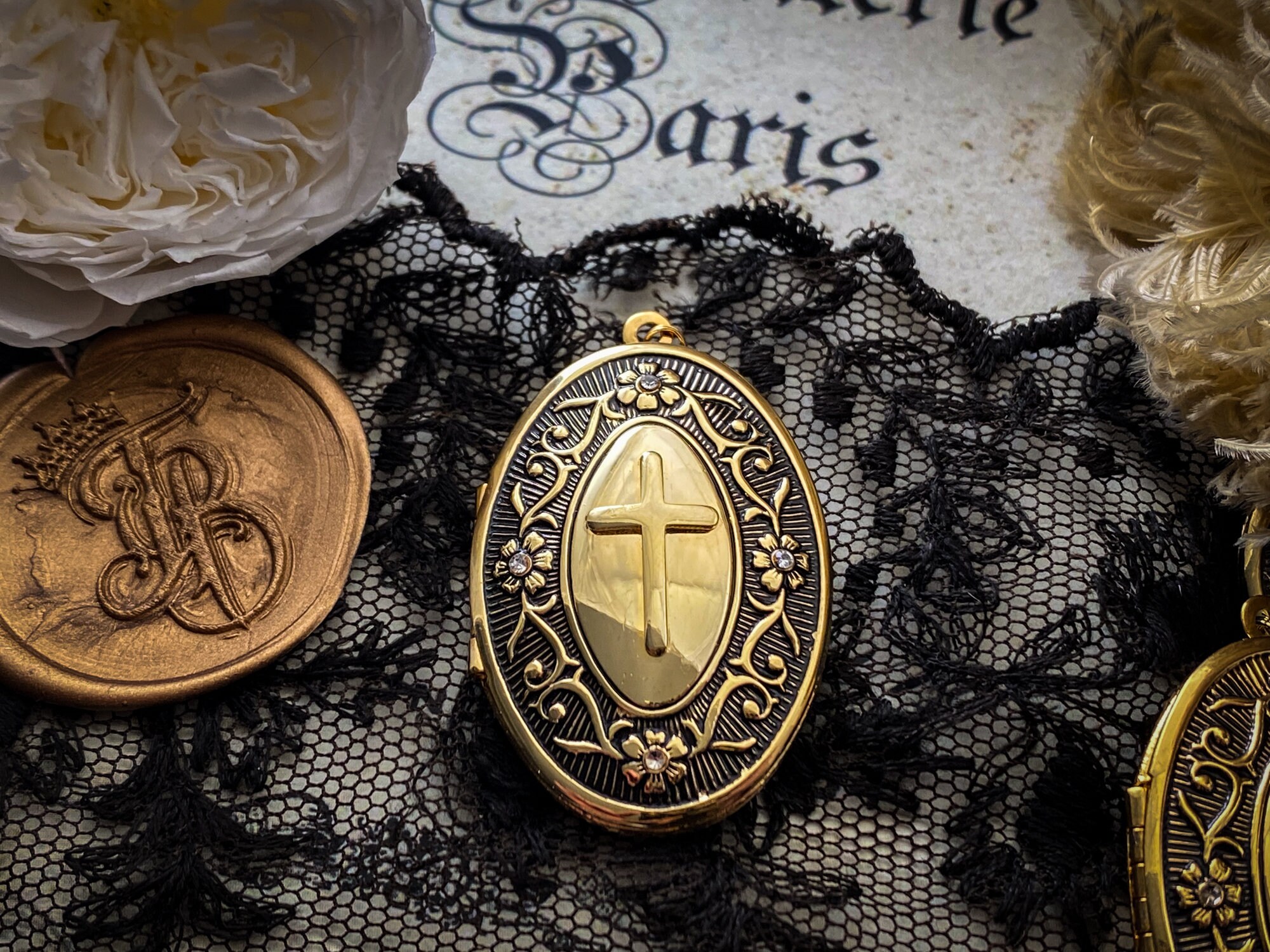 Vintage Religious Memento Mori Mourning Locket Jewelry with | Etsy