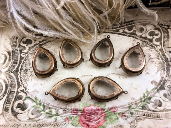 Aged 25x18mm Pear Shallow Relic Patina Hand Aged Brass Ox | Etsy