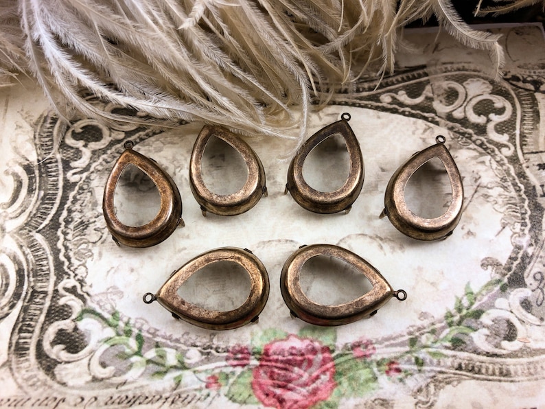 Aged 25x18mm Pear Shallow Relic Patina Hand Aged Brass Ox - Etsy