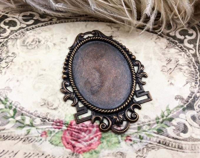 40x30mm Victorian Filigree Frame Ornamental German Stamping Brass ...