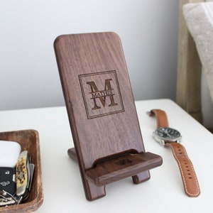 Personalized Phone Holder, Custom Engraved Charging Station, Unique ...