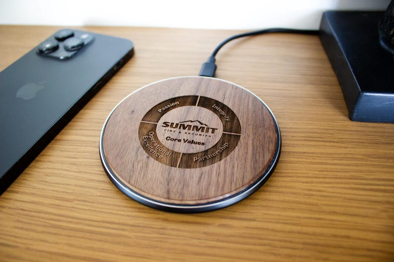 Custom Logo Wireless Phone Charger. Engraved iPhone Charging Station ...