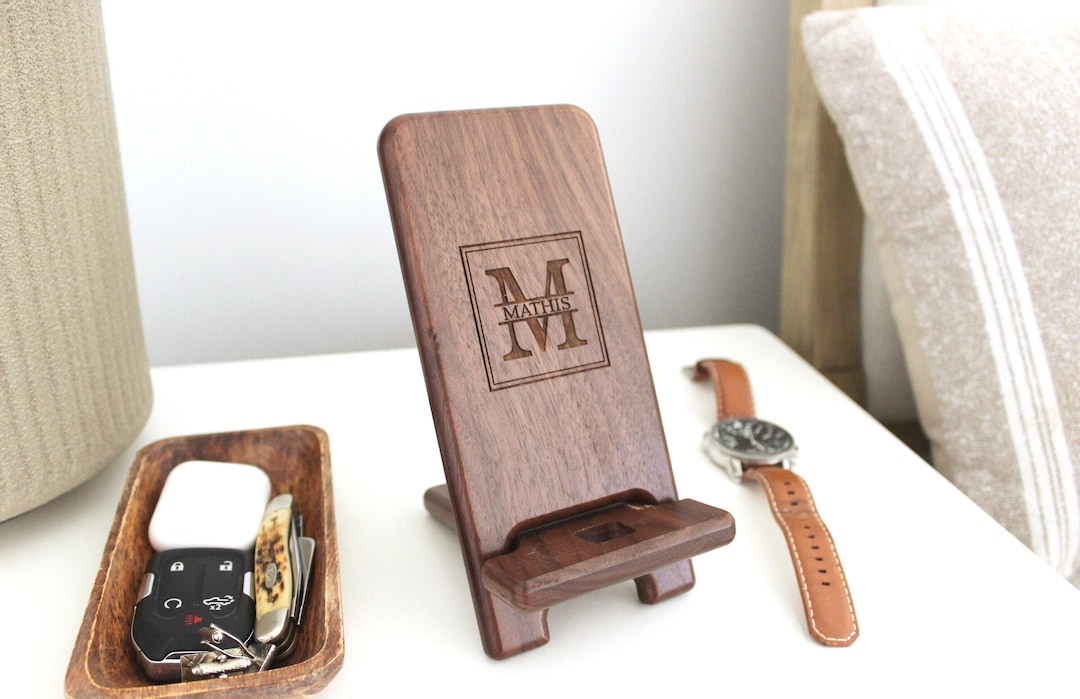Personalized Phone Holder, Custom Engraved Charging Station, Unique ...