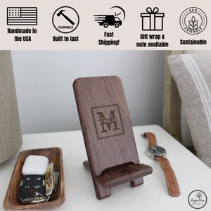 Personalized Phone Holder, Custom Engraved Charging Station, Unique ...