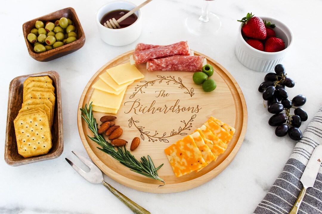 Personalized Round Cutting Board, Custom Engraved Cheese Tray, Round ...