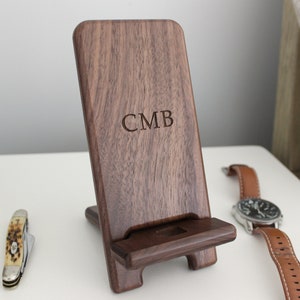 Personalized Phone Holder, Custom Engraved Charging Station, Unique ...