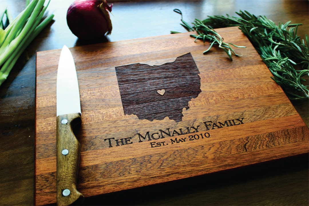 Custom Cutting Board, Personalized Engraved Butcher Block With Ohio or ...