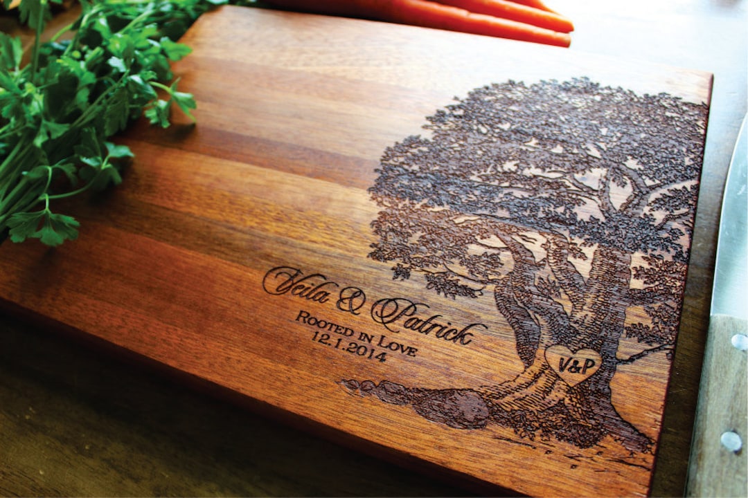 Engraved Tree Cutting Board, Wedding, Anniversary, Womens Gift, Husband ...