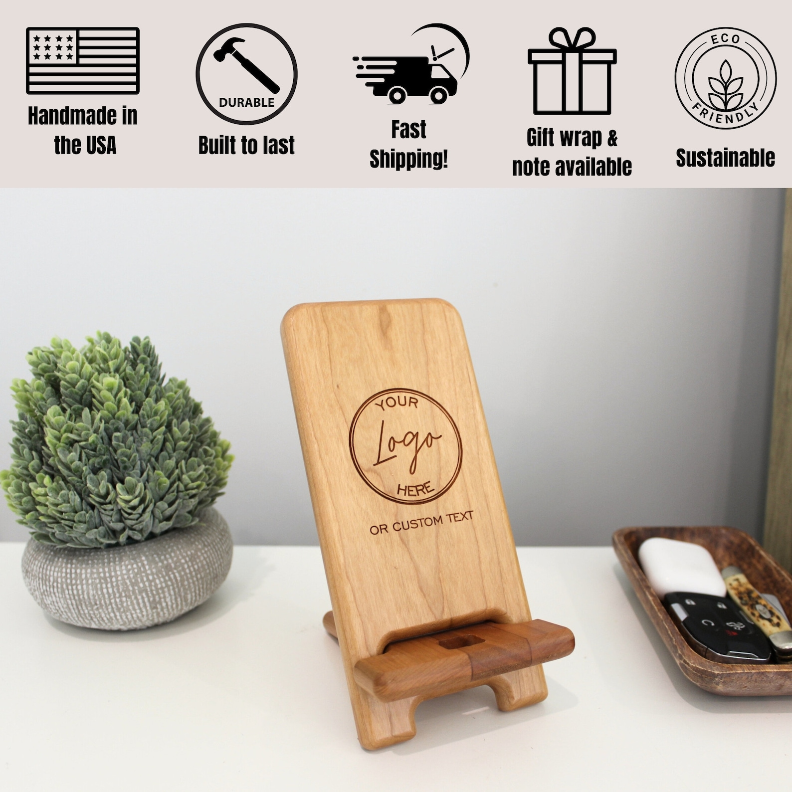Personalized Phone Stand, Custom Engraved Charging Station, Unique ...