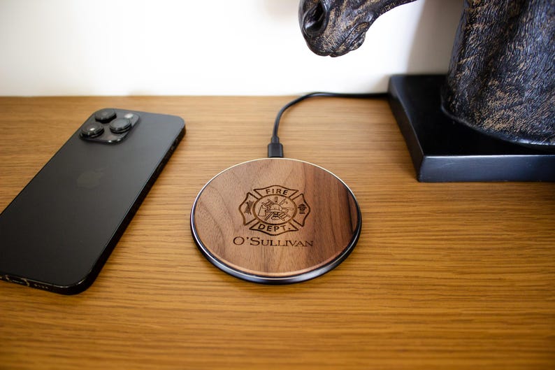 Personalized Wireless Phone Charger. Custom Engraved Fire Department ...