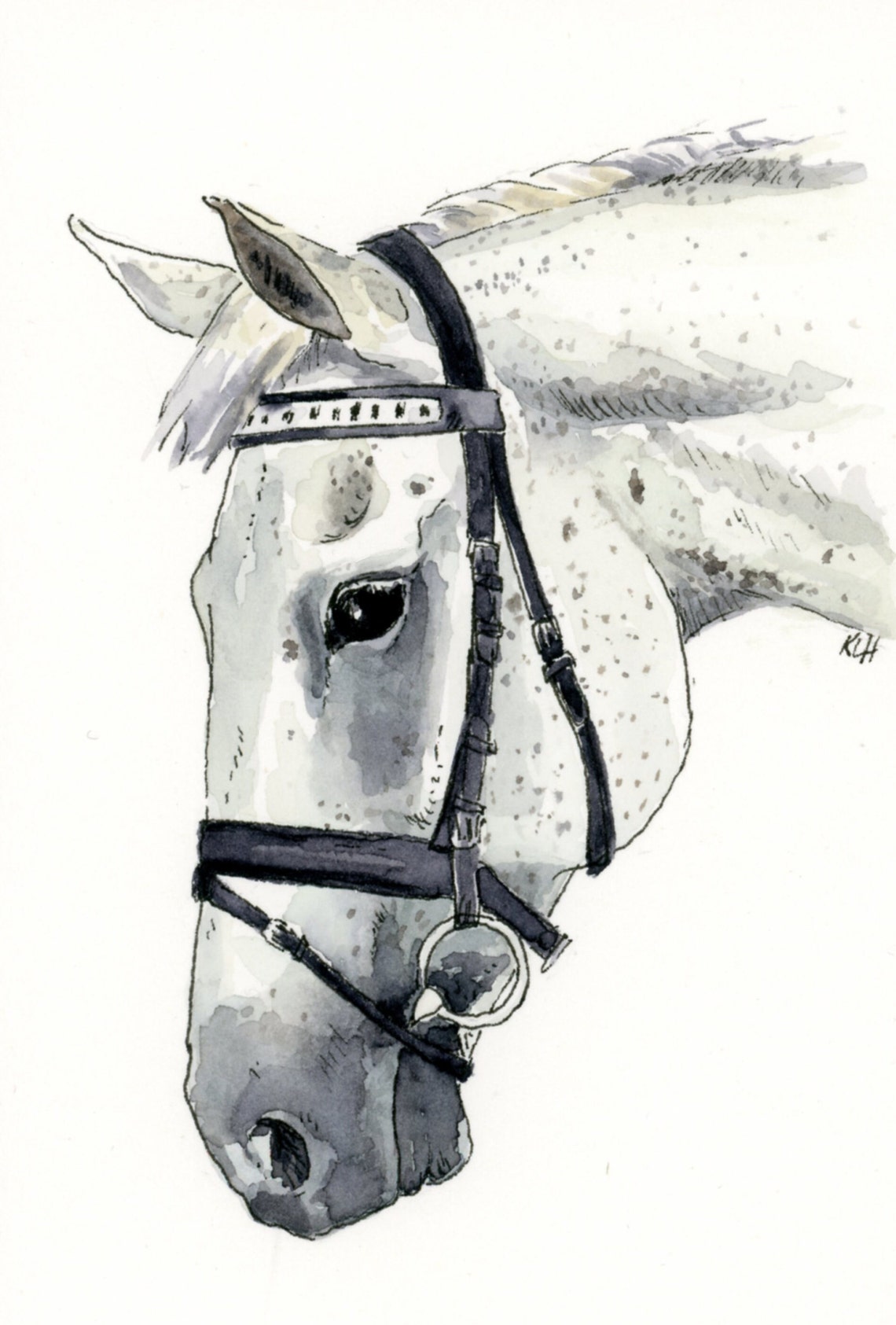 Custom Horse Portrait Personalized Horse Painting Birthday | Etsy