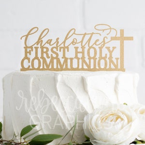 Personalized First Holy Communion Cake Topper With Cross, Christian ...