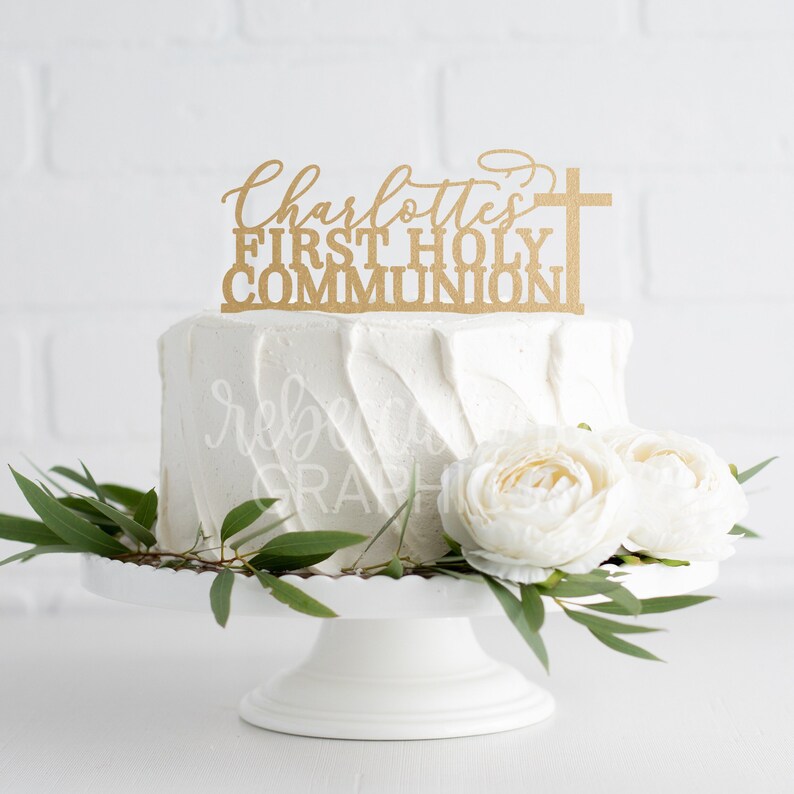 Personalized First Holy Communion Cake Topper With Cross - Etsy