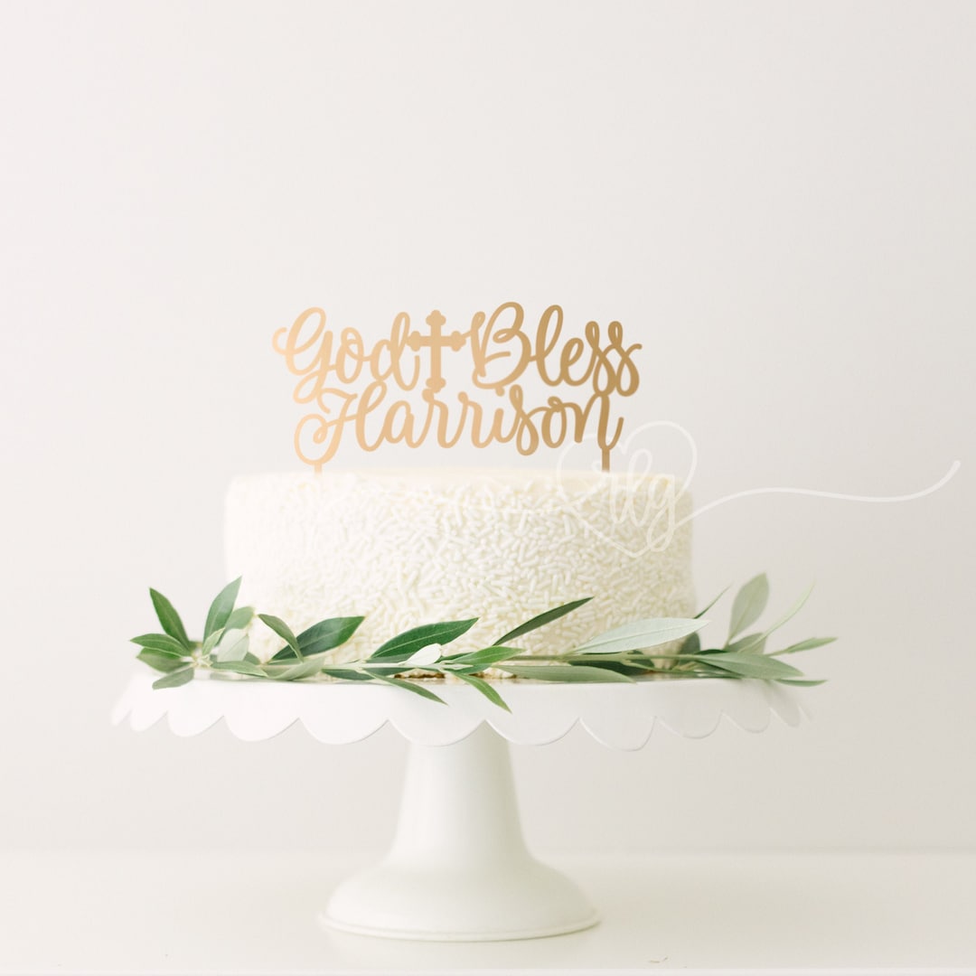 Personalized God Bless Name Cake Topper With Cross for - Etsy