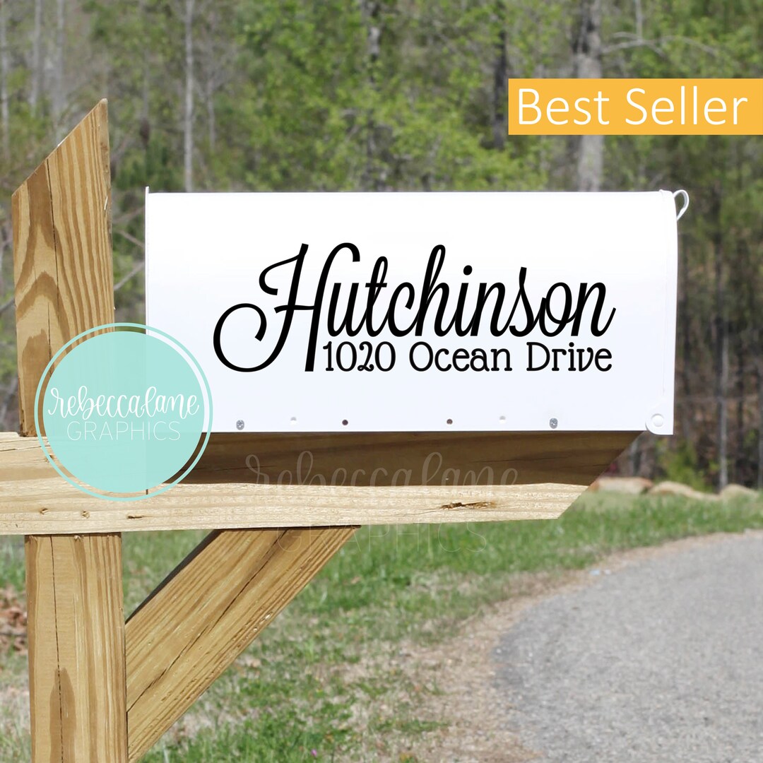 Personalized Name and Address Mailbox Decal II, Mailbox Sticker ...