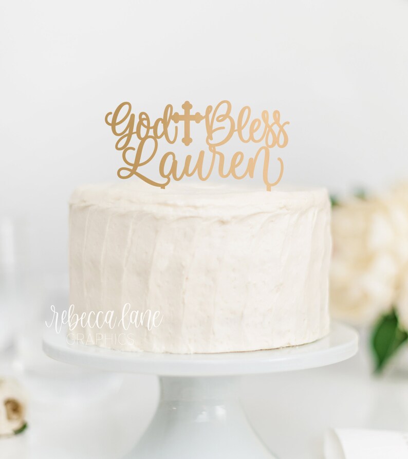 Personalized God Bless Name Cake Topper With Cross for - Etsy