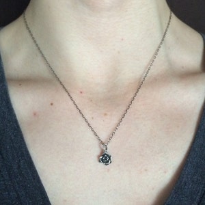 Small Mini Rose Necklace, Rose Necklace, Delicate Necklace, Sterling ...