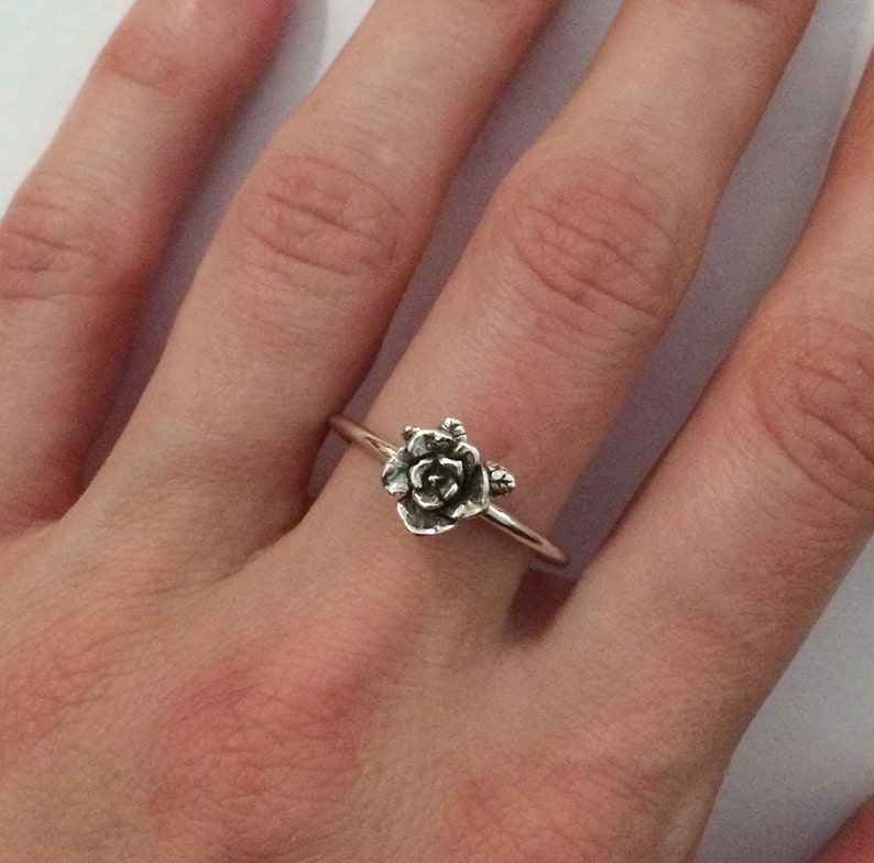 Mini Rose Ring, Rose Ring, Sterling Silver Ring, Handmade Ring - Etsy