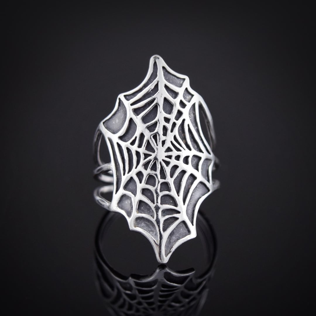 Hand Pierced Sterling Silver Spider Web Statement Ring - Etsy
