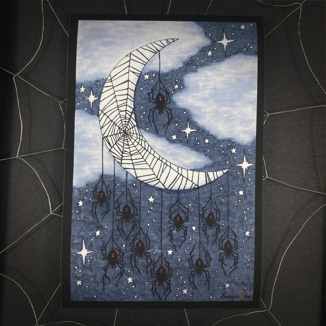 It's Raining Spiders, Moon, Spiders, Nature, 4x6 Giclee Print - Etsy