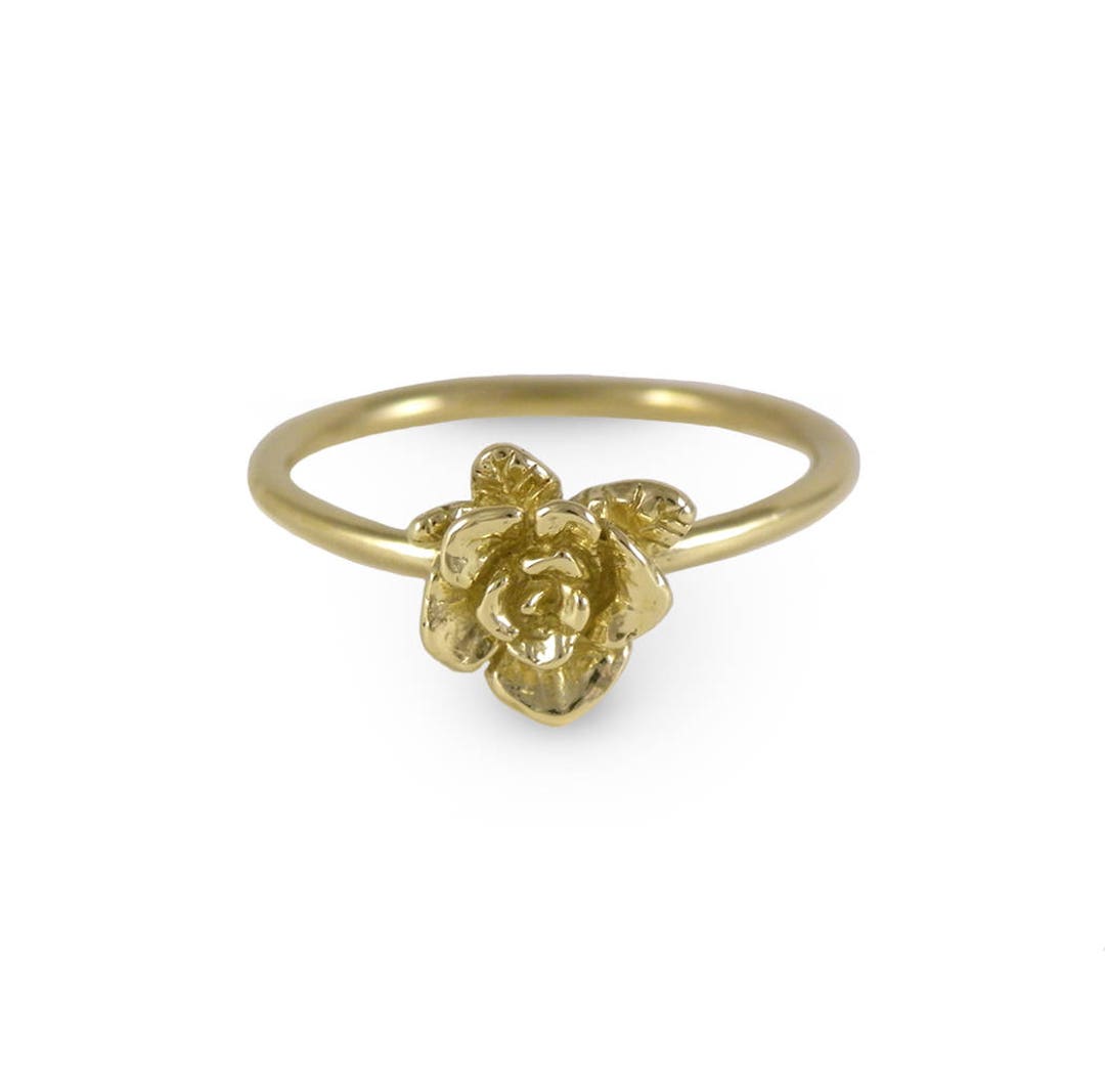 14k Gold Rose Ring, Mini Rose Ring, Rose Ring, Solid Gold Ring, Gold ...