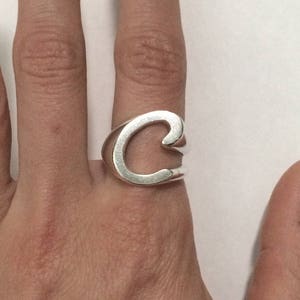 C Ring, C Signet Ring, Sterling Silver Ring, Signet Ring, Letter Ring ...